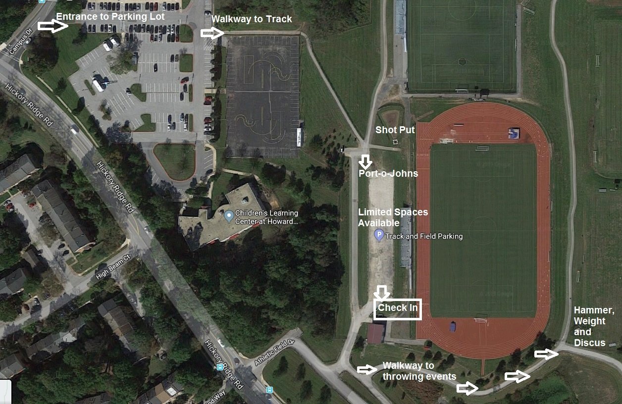 Map of the track & field facility including parking/check in locations ...